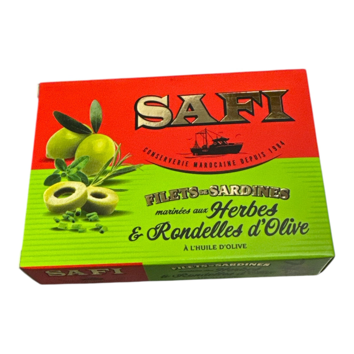 SAFI Sardine Fillets with Herbs & Olive Slices in Olive Oil 105g ...